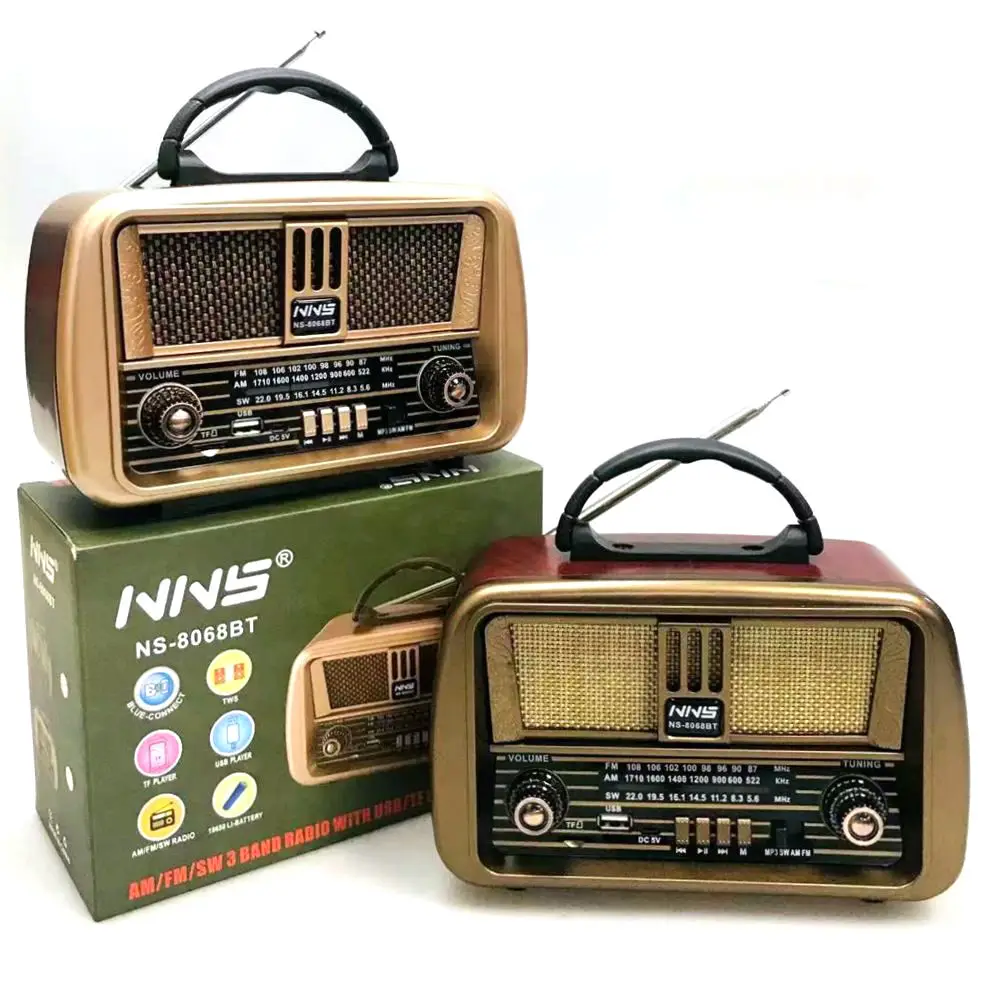 Nns Vintage Radio Ns-8068bt Rechargeable Am Fm Sw Wireless Radio ...