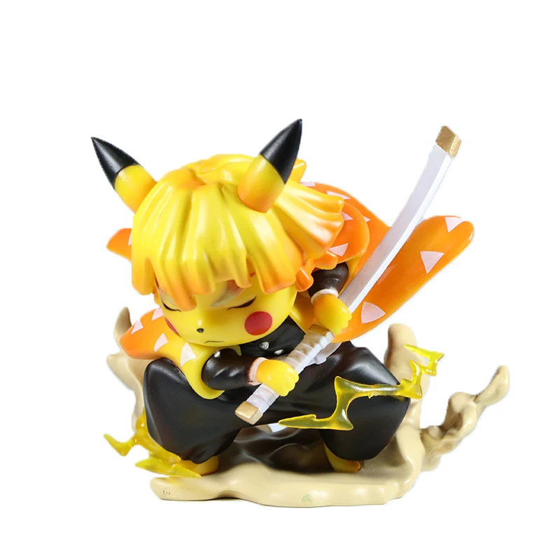 Hot Sale Demon Slayer Agatsuma Zenitsu Cos Pikachu Anime Pvc Action ...