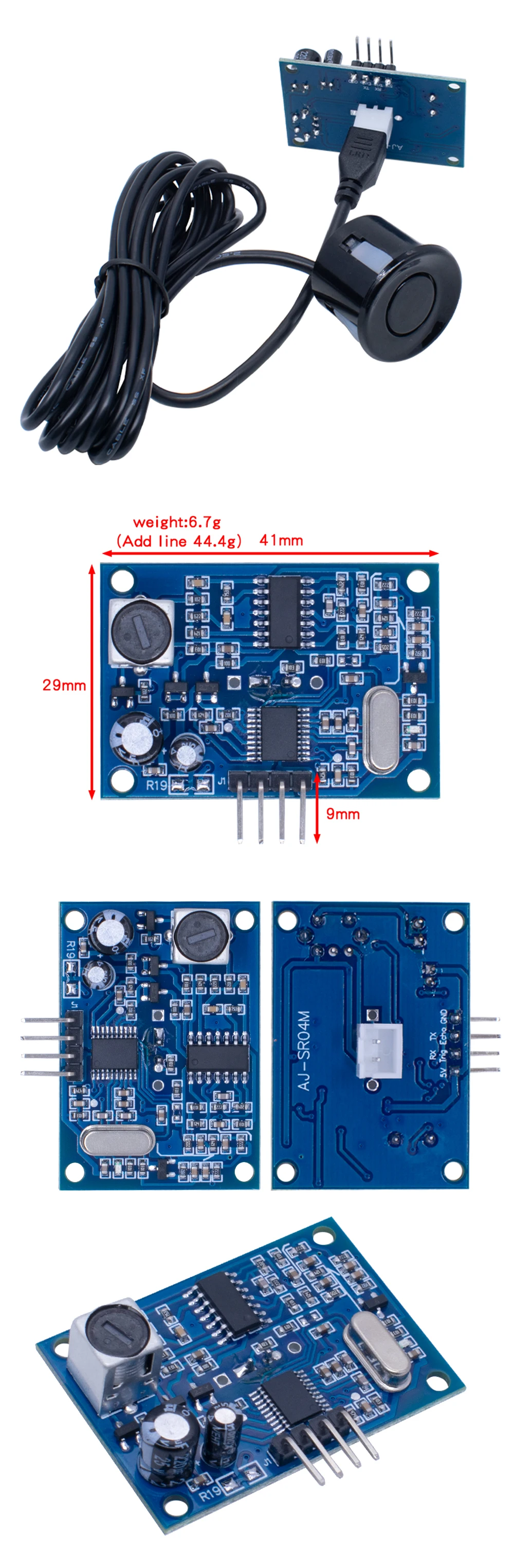 JSN-SR04T integrated ultrasonic ranging module reversing radar ...