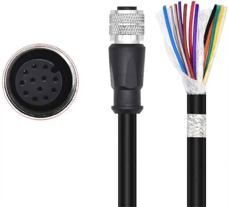 Custom 8 pin 5 pin m12 female male to pigtail cable| Alibaba.com