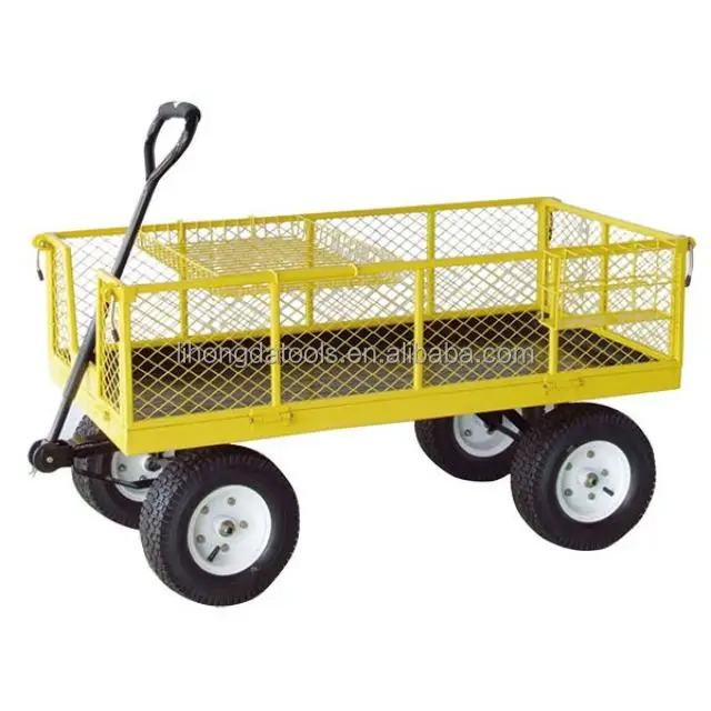 Heavy Duty Utility Cart Wagon Steel Wire Mesh Rolling Dump Garden Carts ...