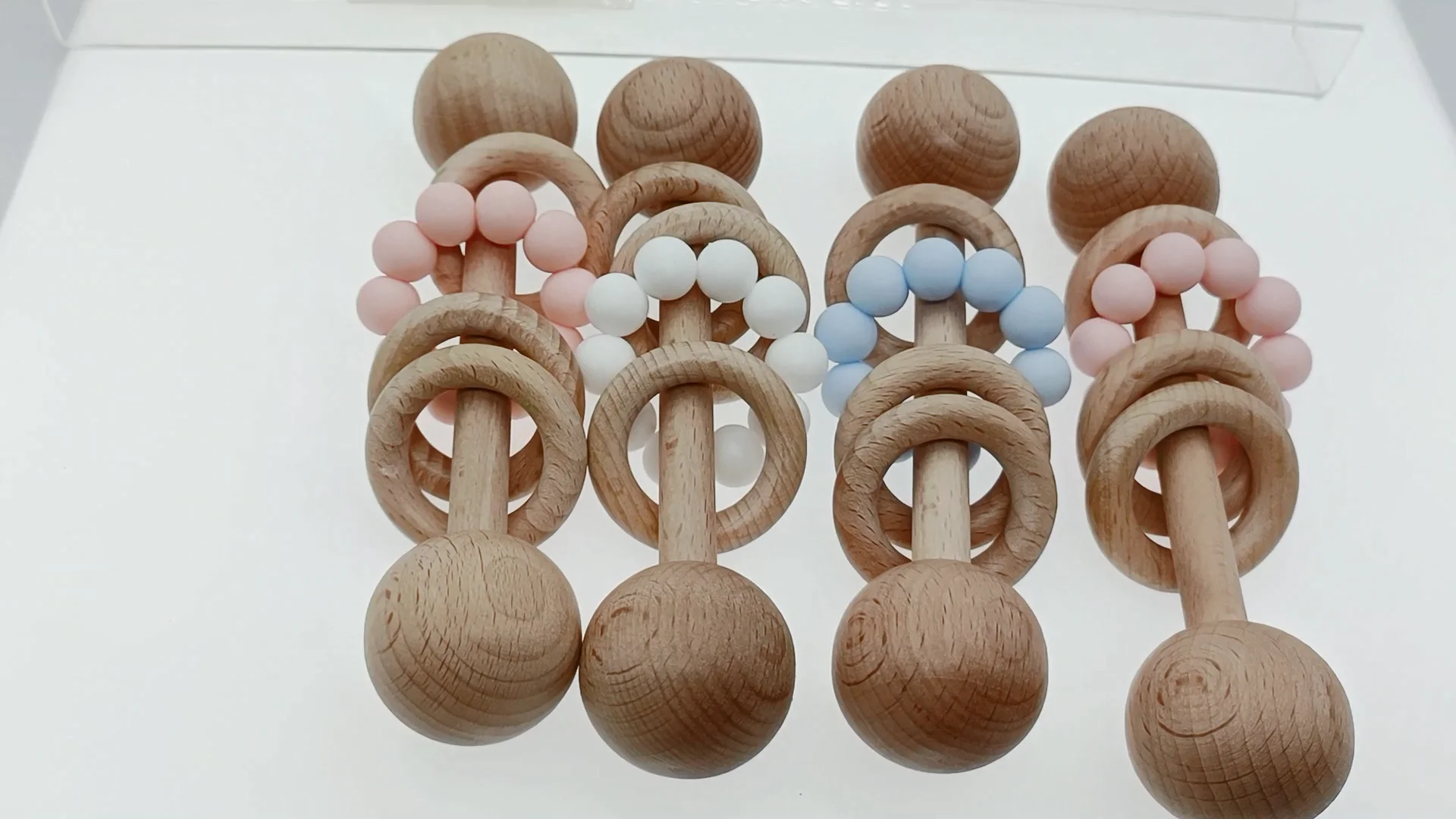 High Quality Eco Friendly Wood Baby Rattle Teething Toys Teether