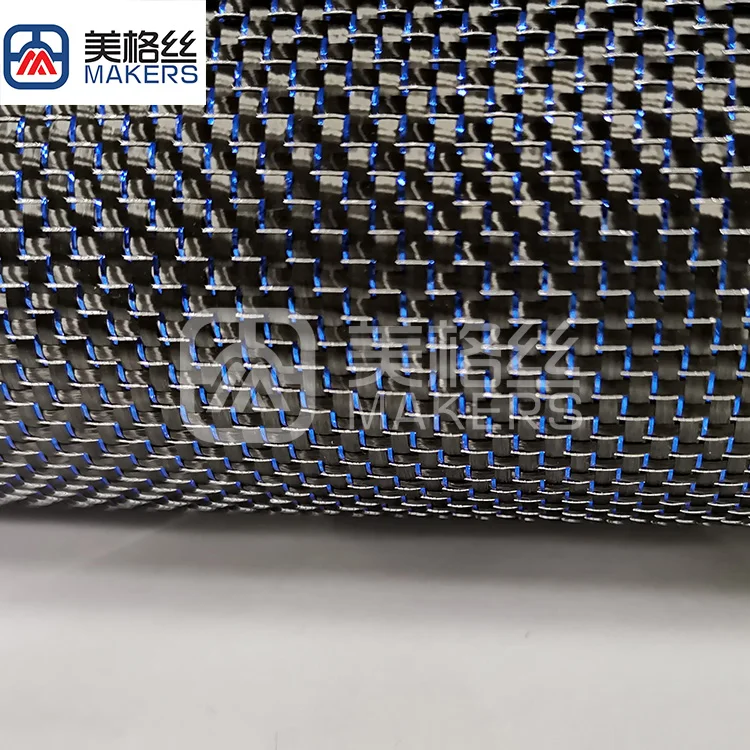 Toray Yarn T300 Carbon Fiber Fabric - Red/blue Metallic