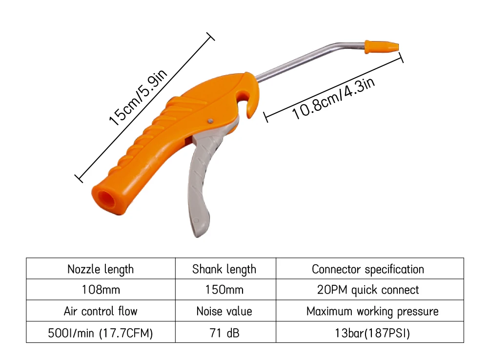 20PM Quick Connect Nozzle Length 108mm 230mm Air Duster Blow Gun Air ...