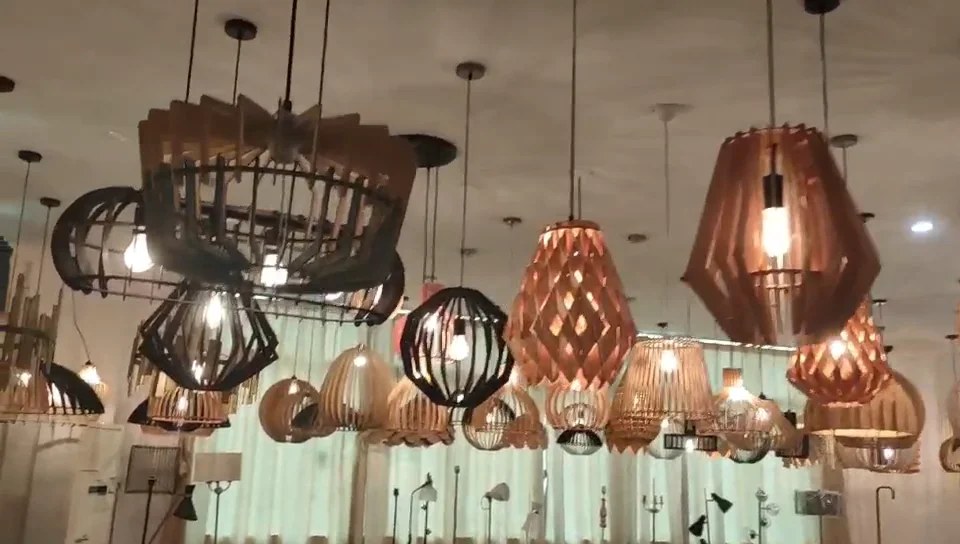 Modern Design Ufo Shape Osb Wood Nordic Light Natural Led Pendant Light ...