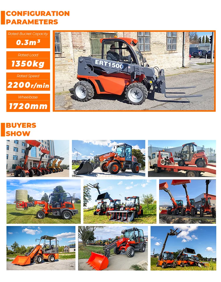 Everun ERT1500 Telescopic Telehandler - 1.4 Ton Diesel Forklift Loader ...