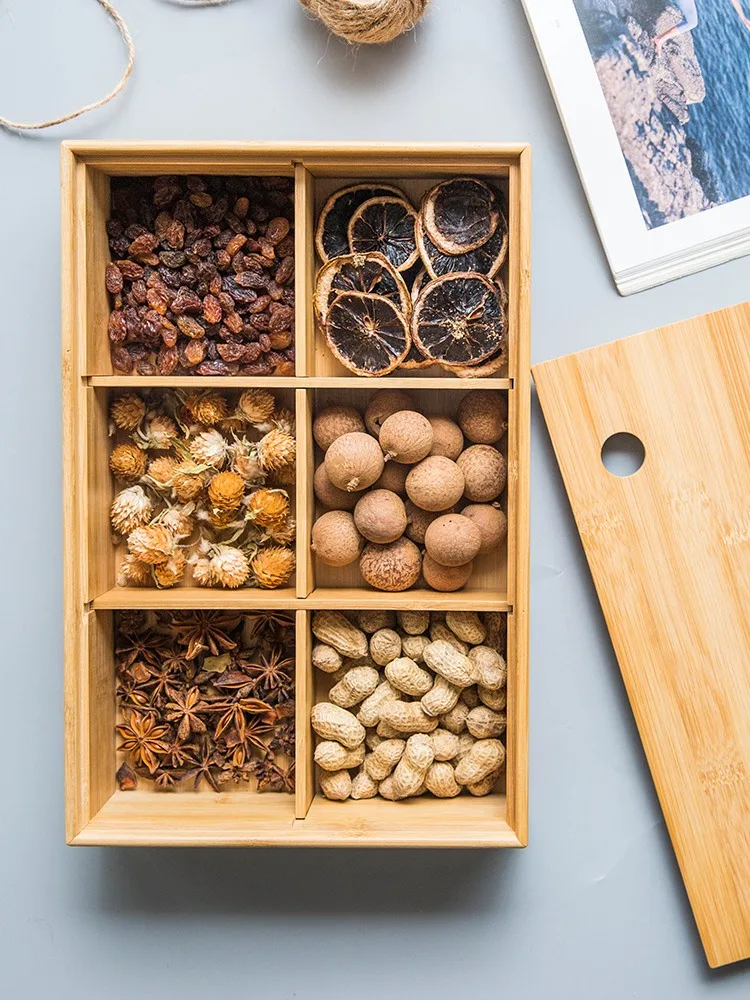 New Custom Logo Bamboo Dried Fruit Nut Storage Box Tea Tray Candy ...
