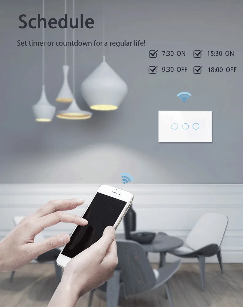 Smart Home WiFi Wireless Remote Control Wall Switch Tuya Smart Glass ...