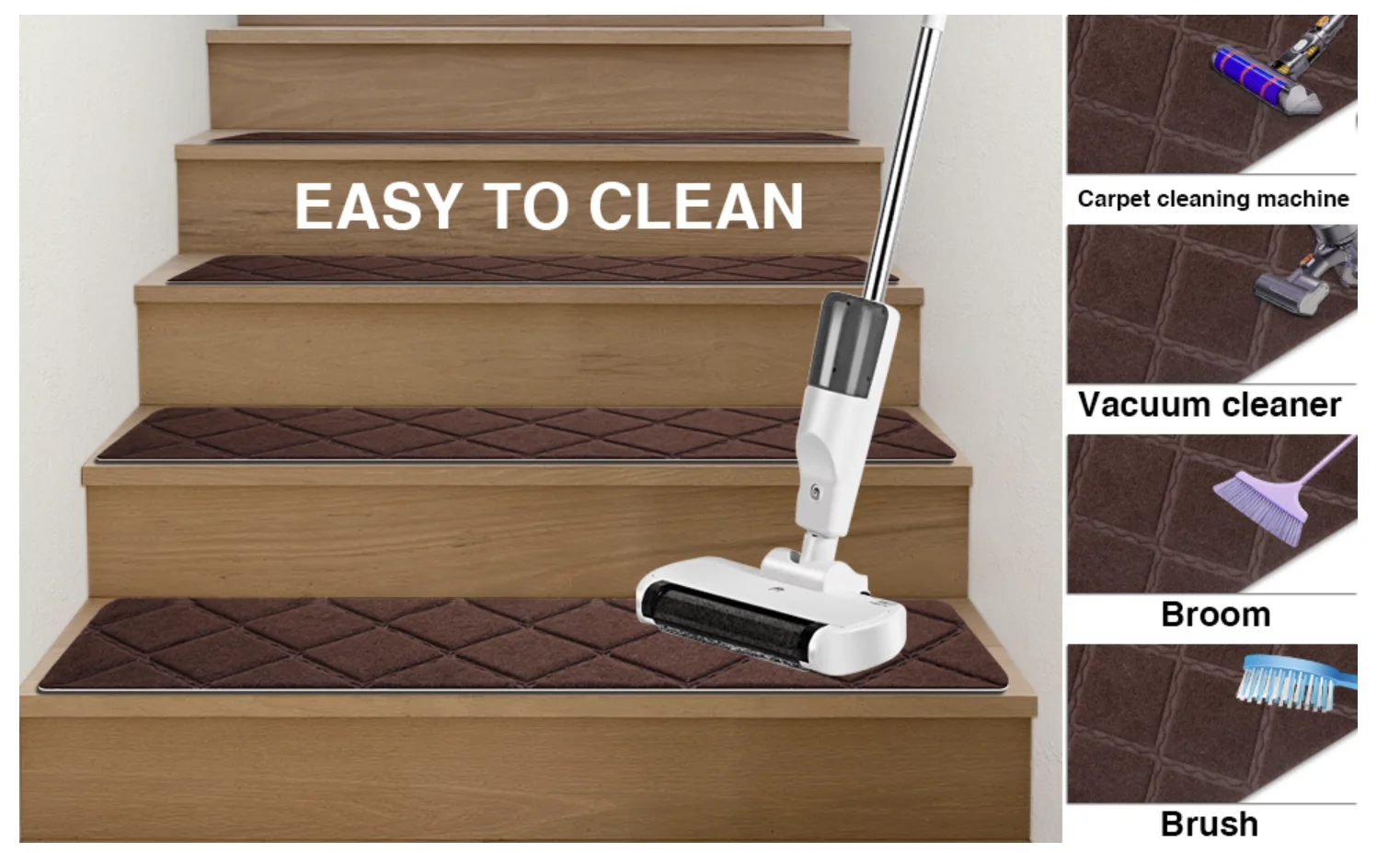 8''*30'' Polyester Material TPR Backing Modern Stair Mat Washable Self ...