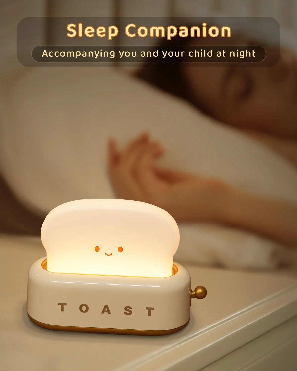 LED Night Light Toaster Lamp - Modern Design & Adjustable Brightness