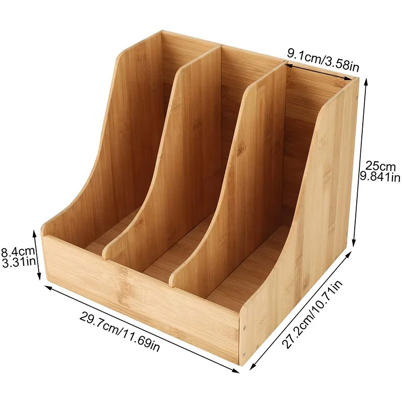 Custom Bamboo Folder Rack Book Shelf Magazine Storage Holders Office ...