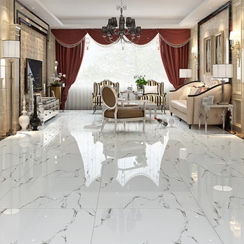 Full Glazed Polished Marble Piso Porcelanato Carrera Tile Crystal White ...