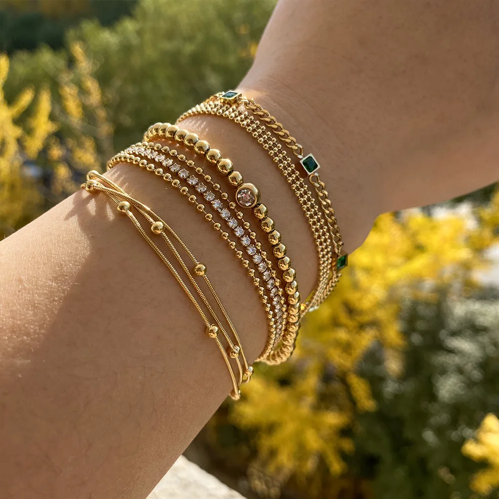 Retro India Stacked Style Bangles - 18k Plated Simulants