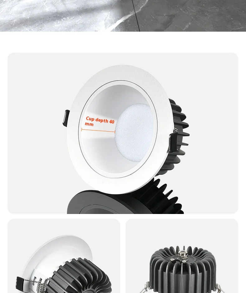 Modern Design Aluminium Indoor LED Anti-Glare Downlight Waterproof IP44 ...