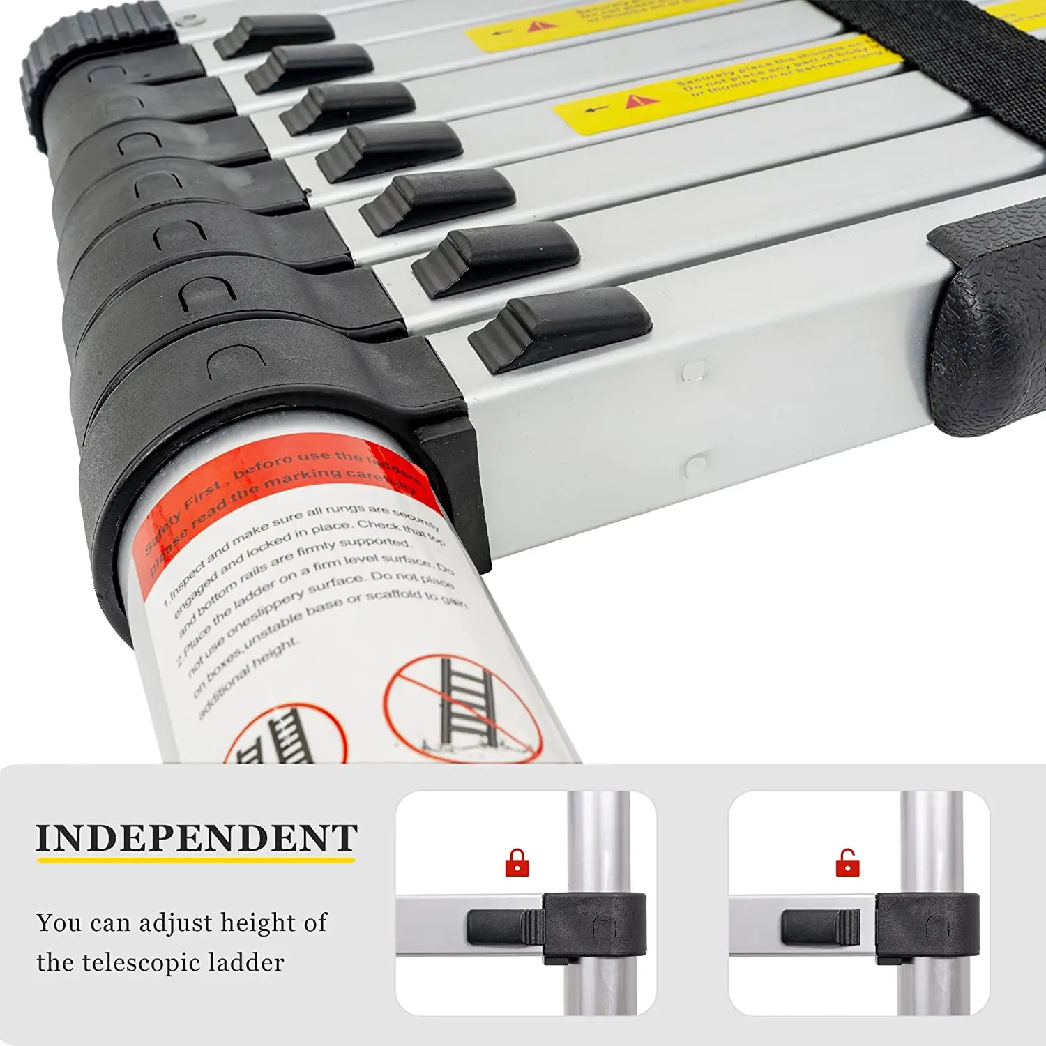 4.4m 5m 6m Step Ladder Telescopic Folding Single Side Aluminum