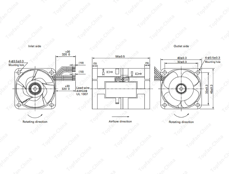 AVC DF04056B12U 1U 2U Server Exhaust Cooling Fan 40x40x56mm, 1.88A, DC ...