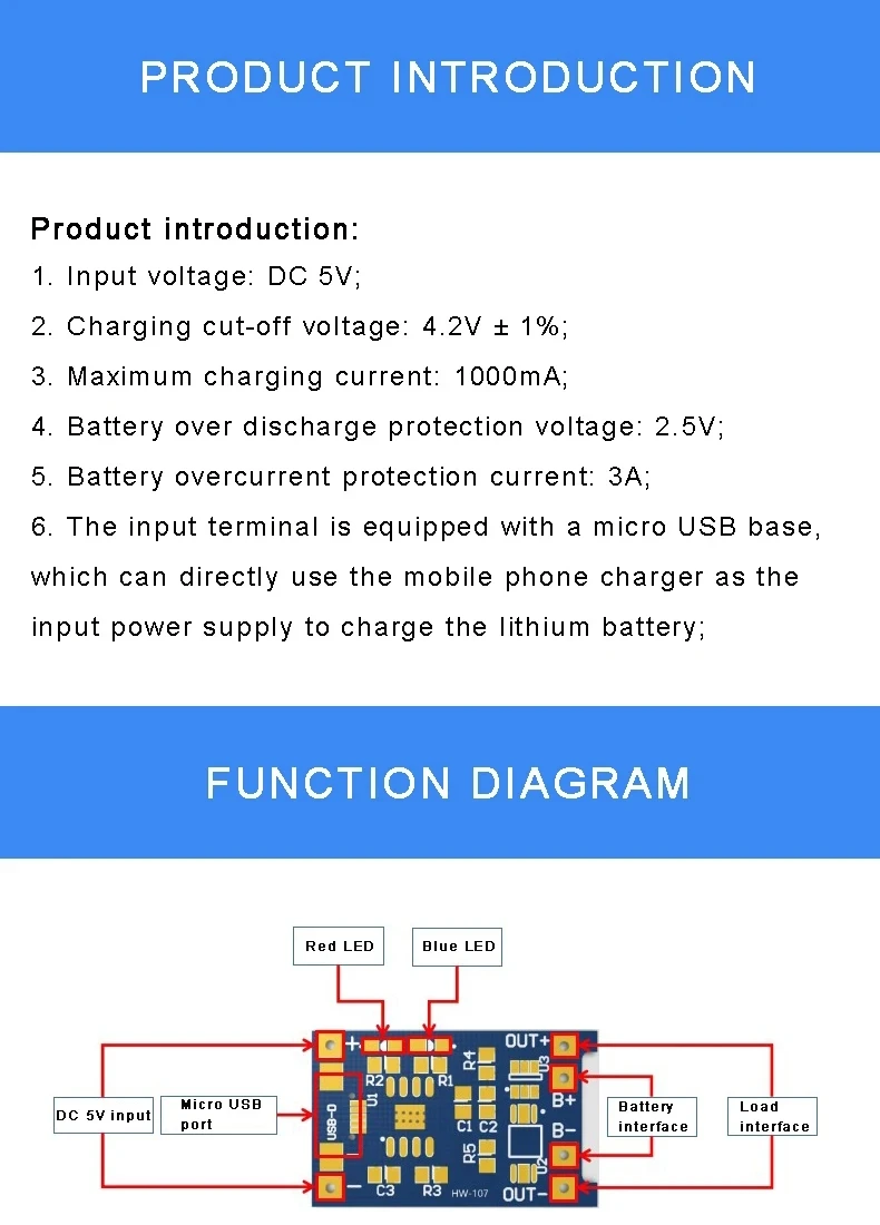 Tp4056 5v1a Micro Usb 18650 Lithium Battery Charger Power Module Charging Board With Protection ...