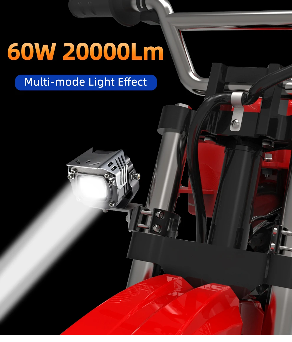 Motorcycle Lighting System - 60W LED Mini Driving Lights