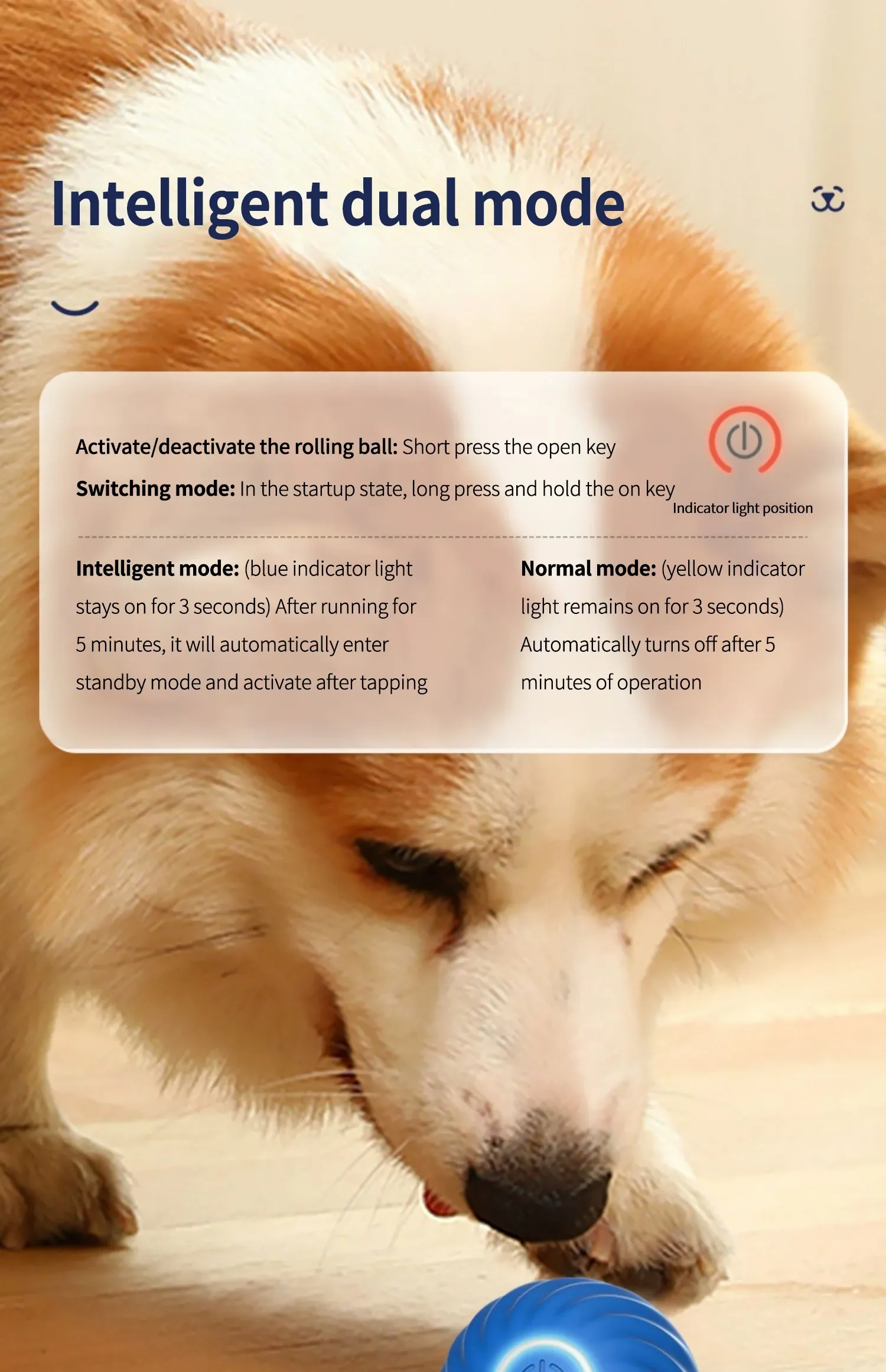 Smart Dog Toy Ball Electronic Interactive Cat Toy Moving Ball Automatic ...