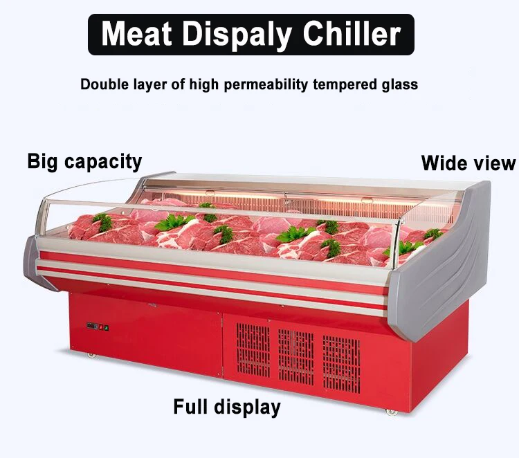 Supermarket 2M Meat Chiller Refrigerator Butcher Fresh Meat Display ...