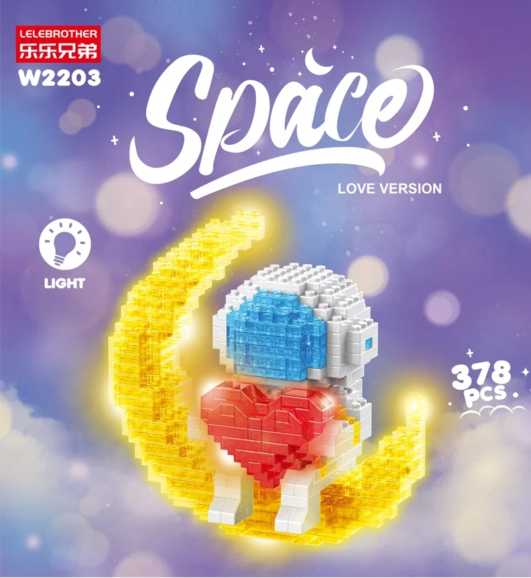 Moon Spaceman Action Figure Toys Diy Mini Bricks Lighting Astronaut ...