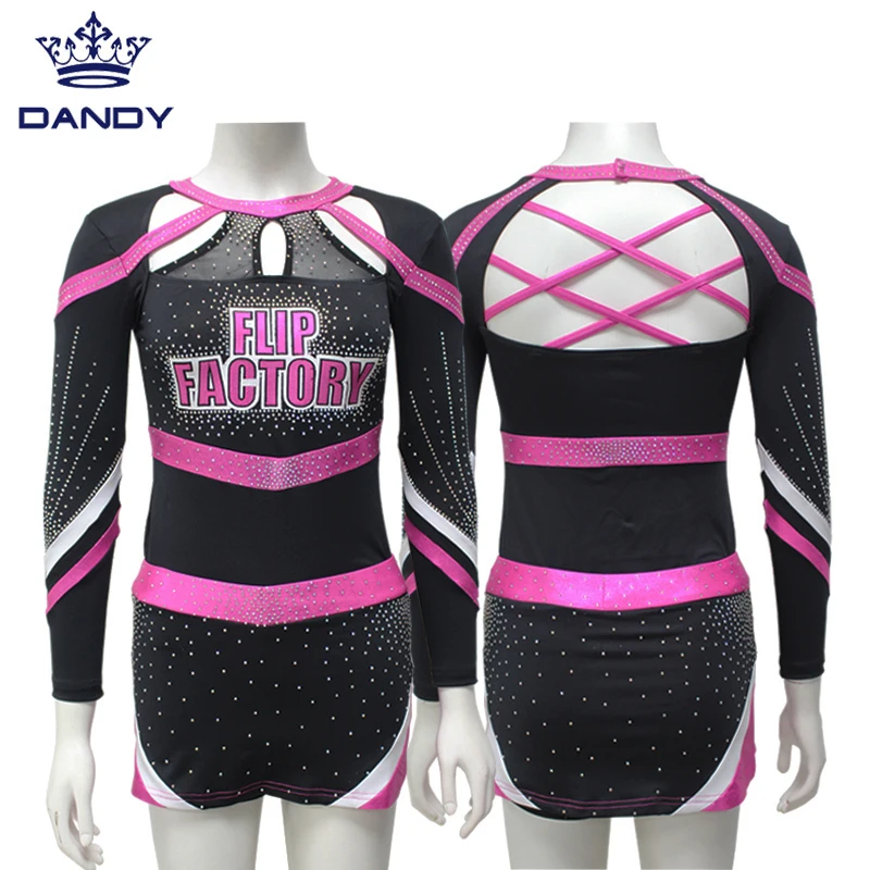 Shop High School Crop Top Cheerleading Uniforms with Rhinestones