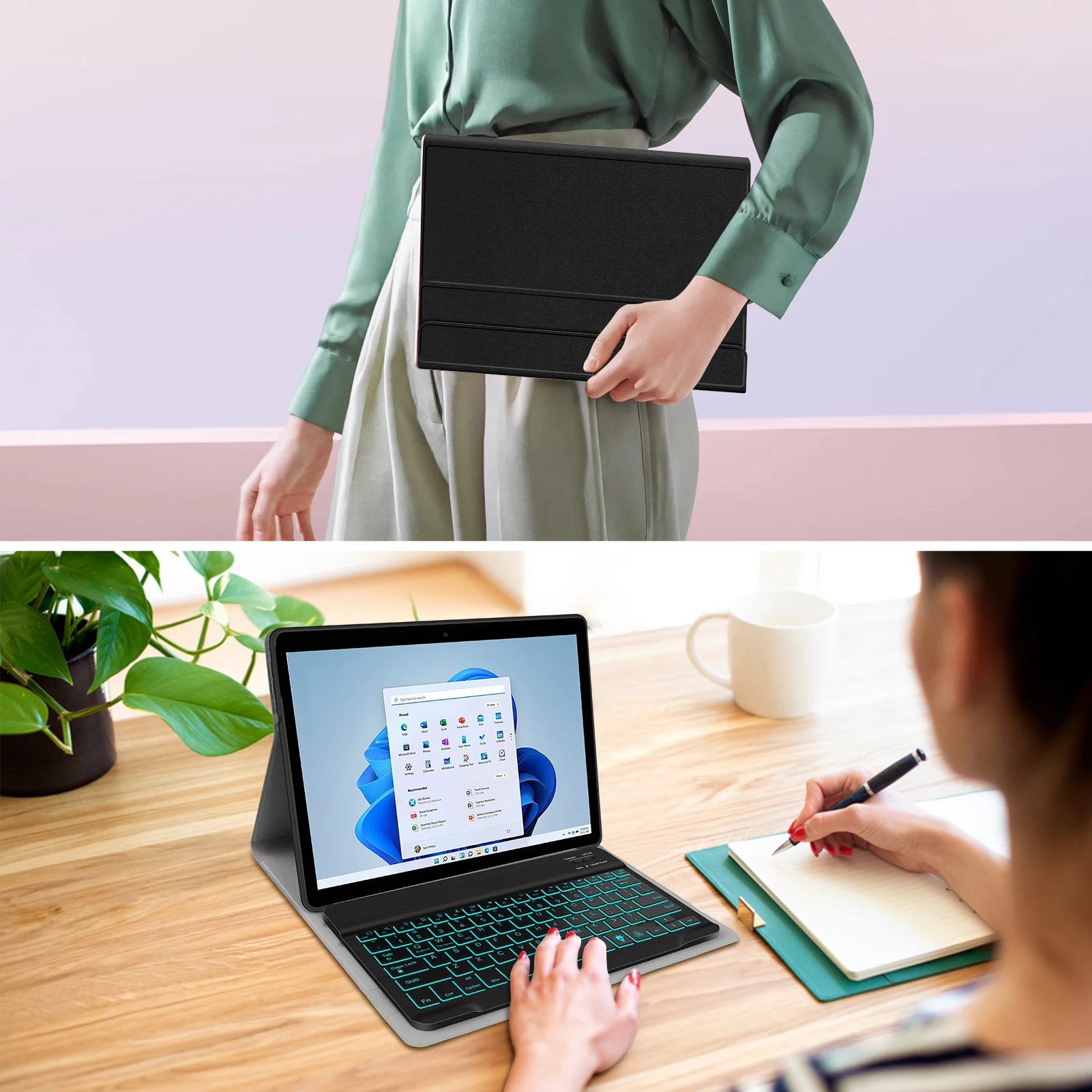 Wireless Keyboard Case With Seven-color Backlight And Touchpad Magnetic ...