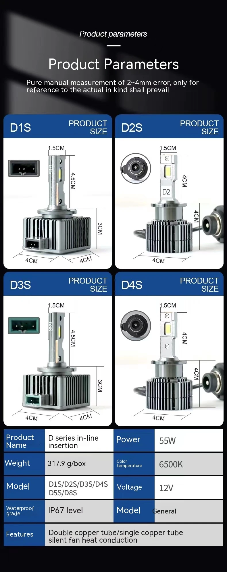 D-series Car Upgrade Original Xenon Headlights D1s D2s D3s D4s D5s 6000k Laser Led 55w 110w ...