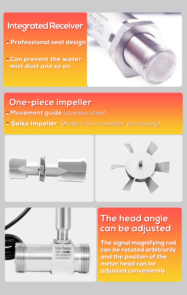 Flowmeter Water Turbine Flow Meter Sensor with Pulse Signal