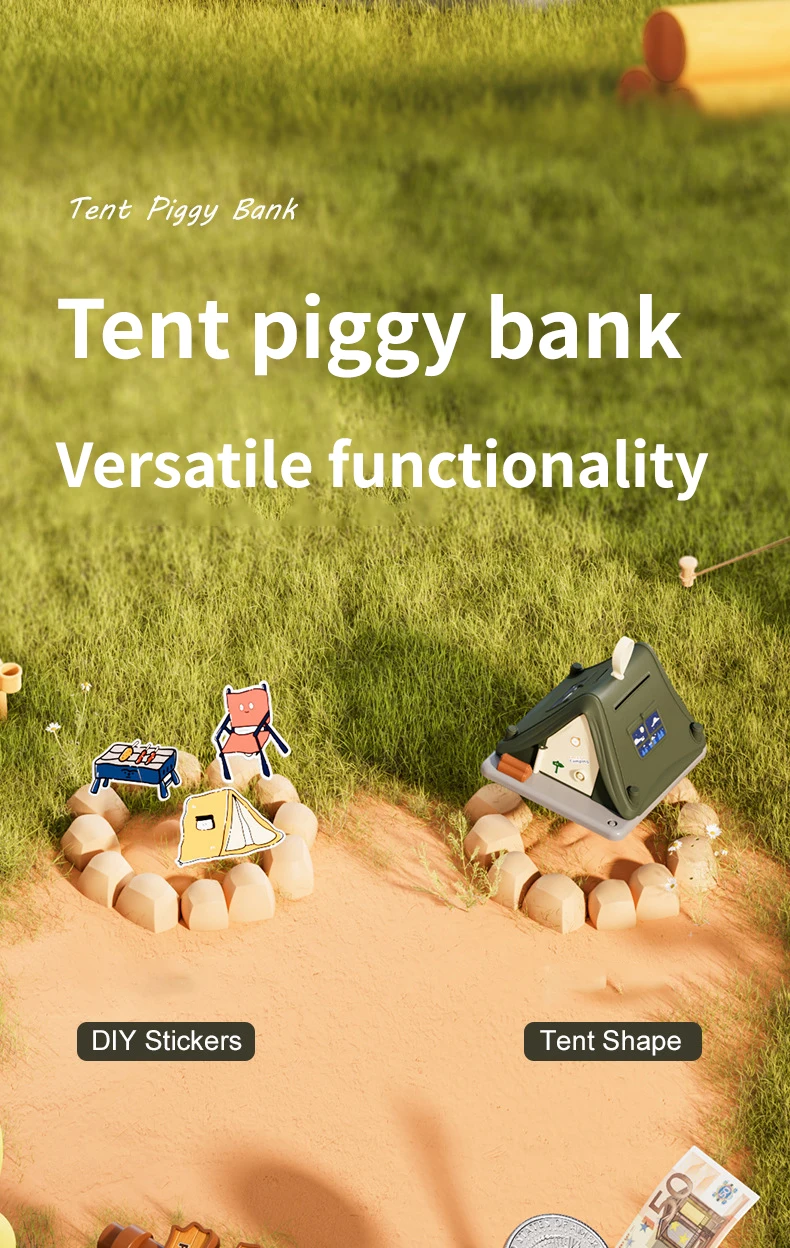 Customizable Cartoon Tent Design DIY Piggy Bank for Kids