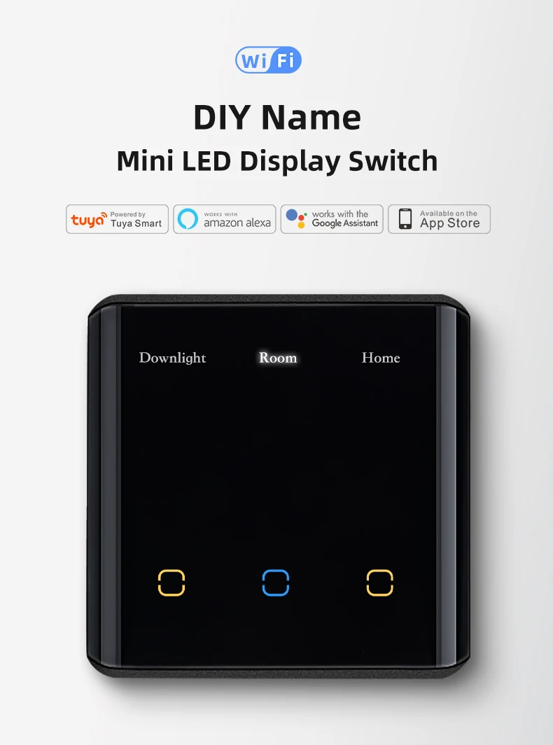 Glass Panel LED Screen Switch DIY Name WiFi Smart Light Switch 1 2 3 ...