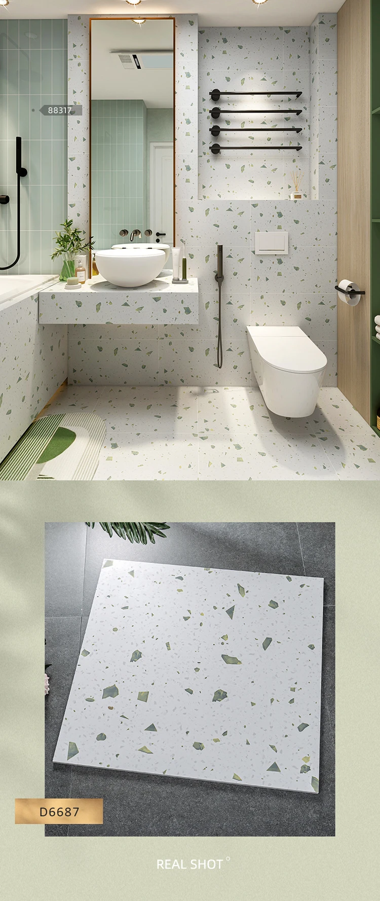 Nordic Macaron Blue White Matt Terrazzo Light Stone Porcelain Tile 600 ...