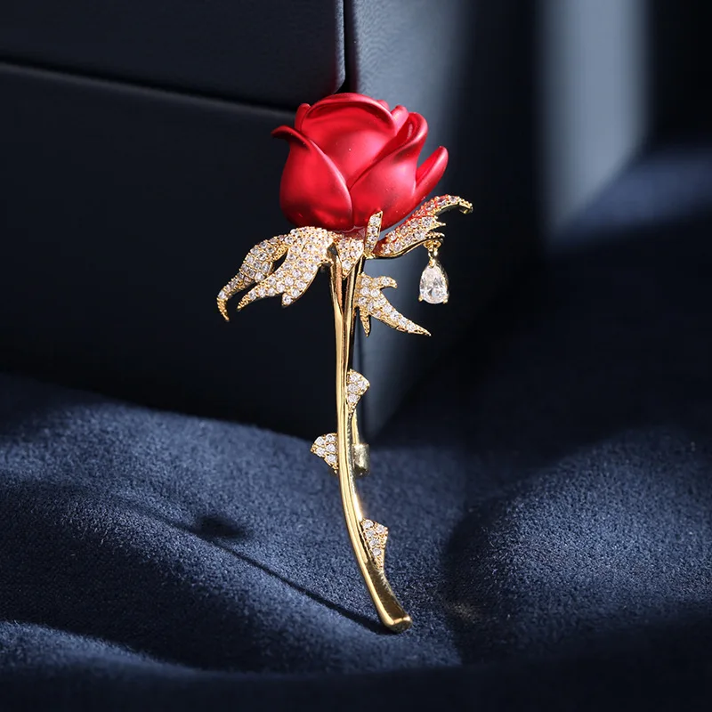 Red rose brooch store