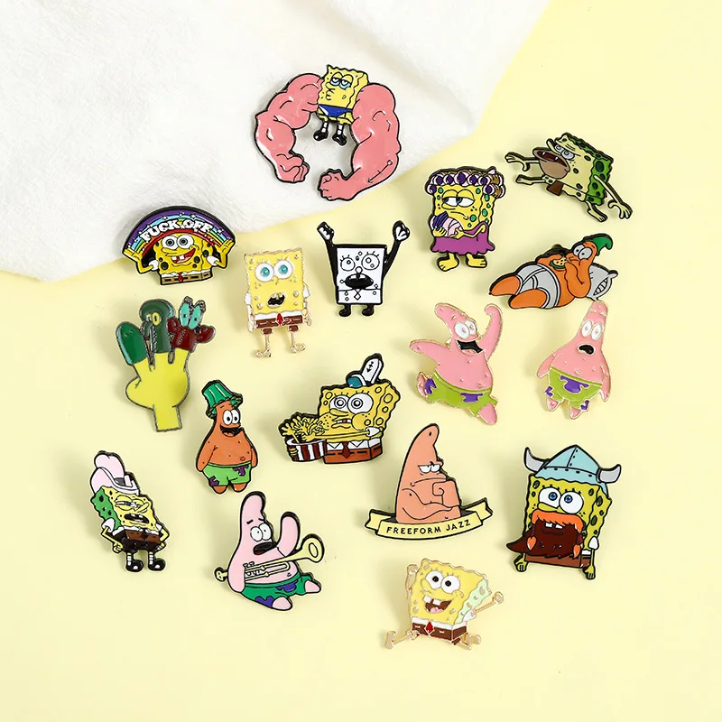 16 Styles Spongebob baby brooch cartoon Cute Pineapple House anime ...