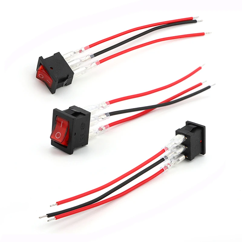 Kcd1 Rocker Switch With Wiring 3 Pin 2 Position Red Illuminated Rocker ...