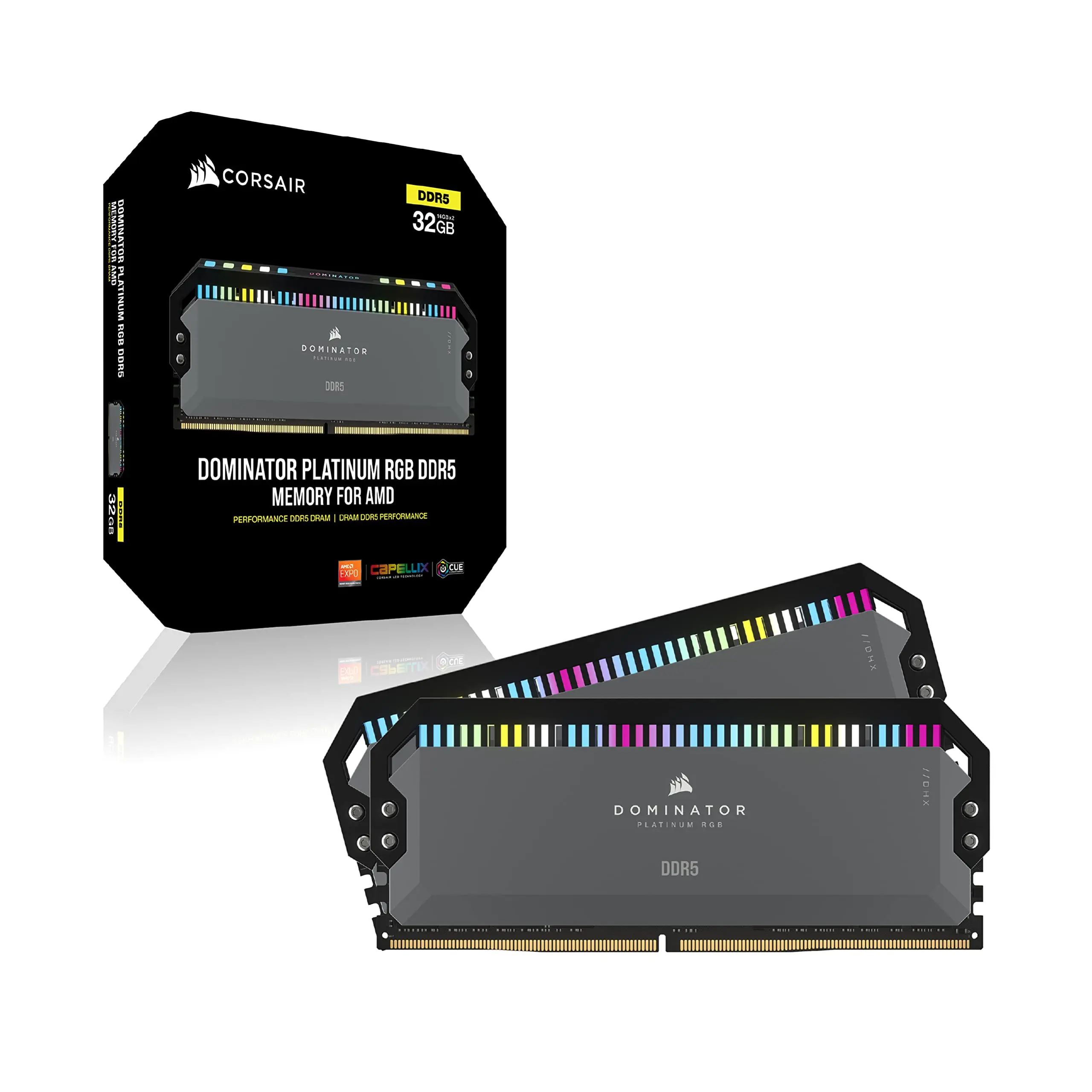 Corsairs CMT Black/White Ddr5 6400MHz 16GX2 RGB Desktop Computer Memory ...