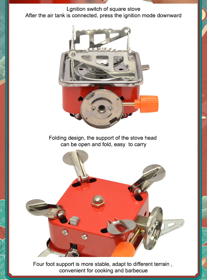 Outdoor Hiking Mini Square Stove - Portable & Efficient