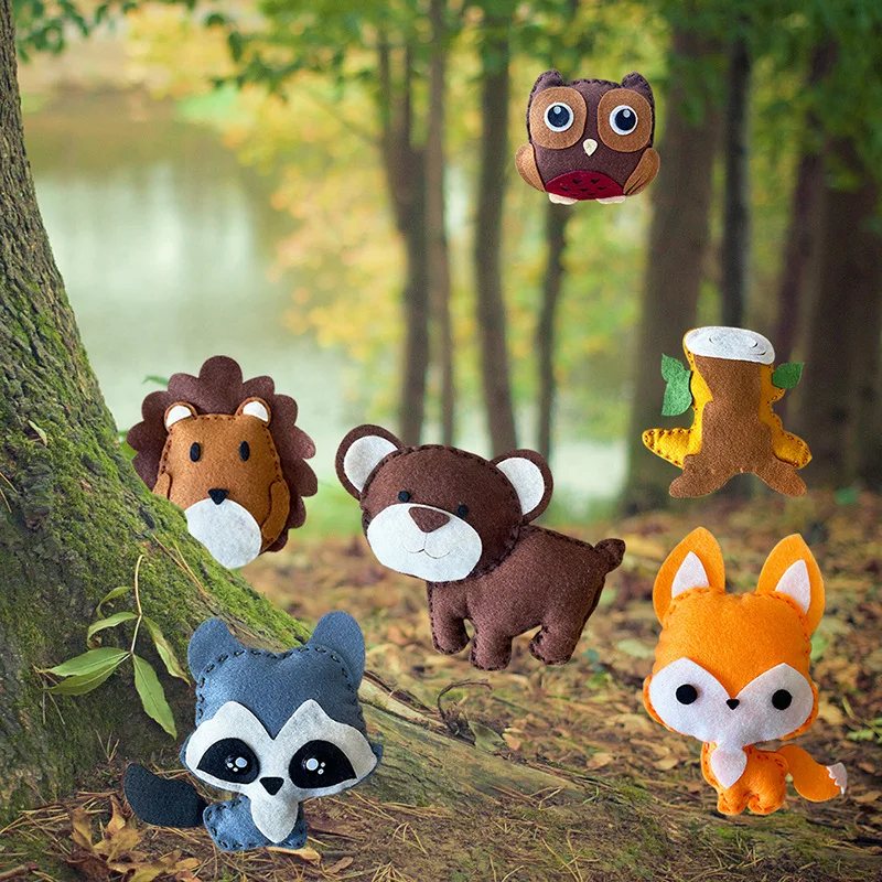 Custom Animals Craft Kit Forest Creatures Diy Sewing Felt Plush Animals ...