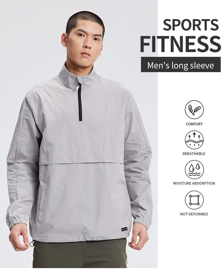 Outdoor Sports Color Block Exercise Coat Workout Men's 1/4 Zipper ...