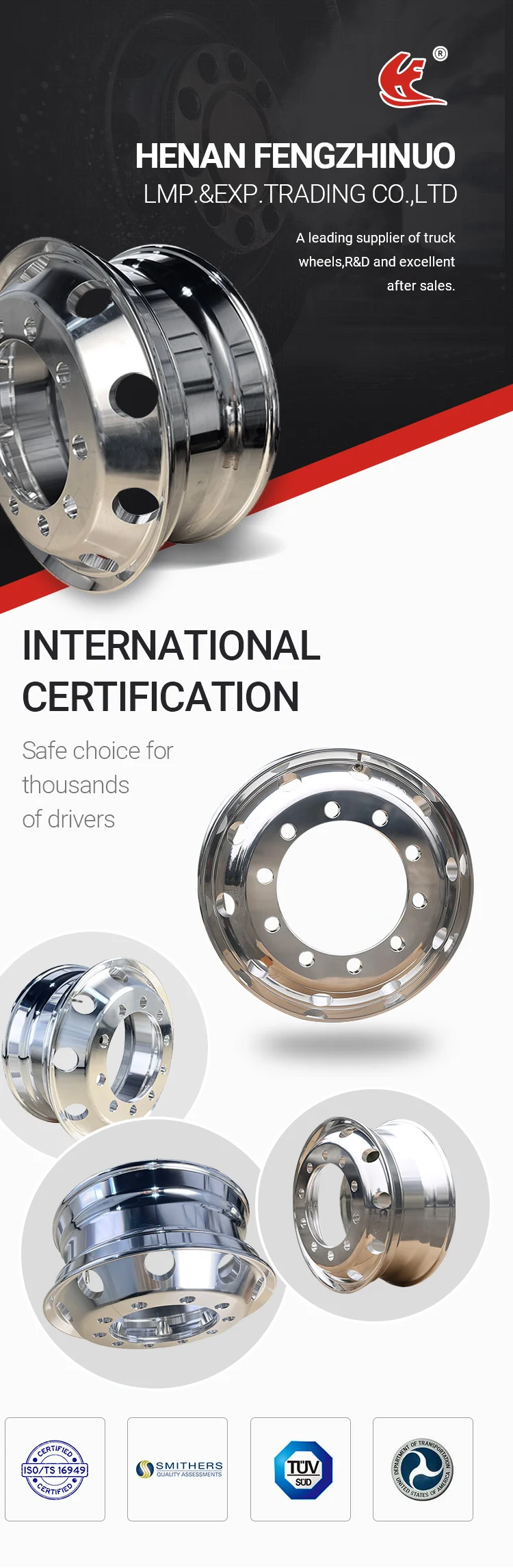 Manufacturer Wholesale Size Specification 22.5 Inch Tubeless Aluminum ...