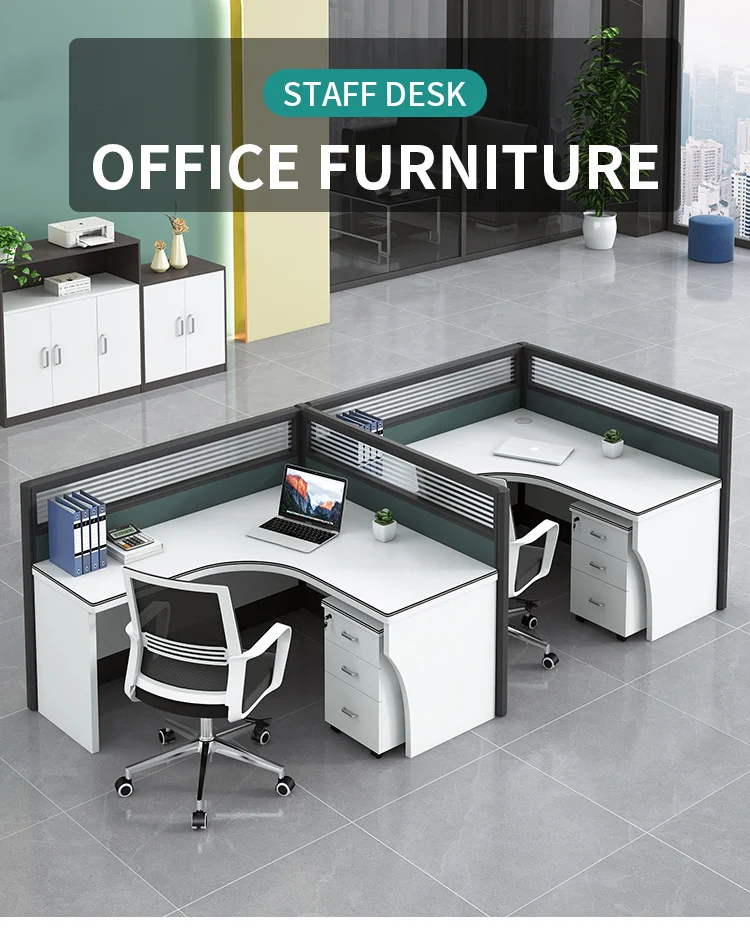 2 Person Cubicle Workstation - Modern Office Partition