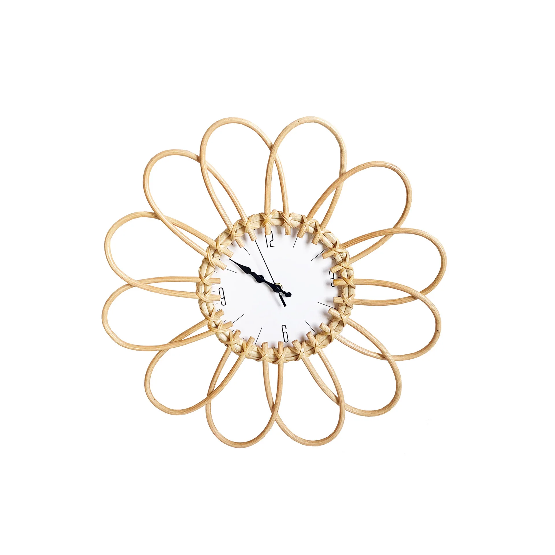 Nordic rattan wall clock living room modern household wall hanging ...