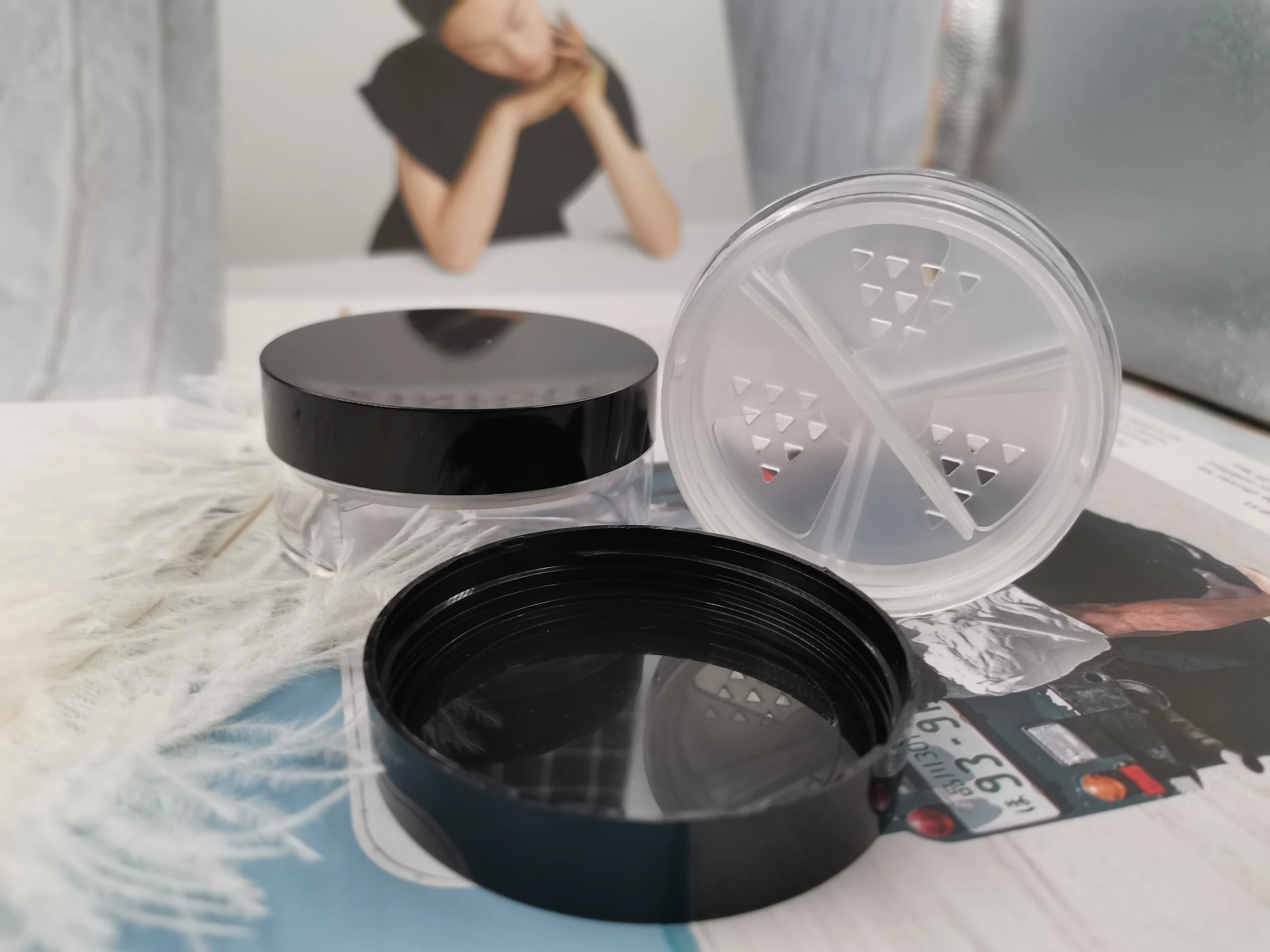 5g 10g 20g 30g 50g Plastic Round case Loose Powder Jar with Sifter ...