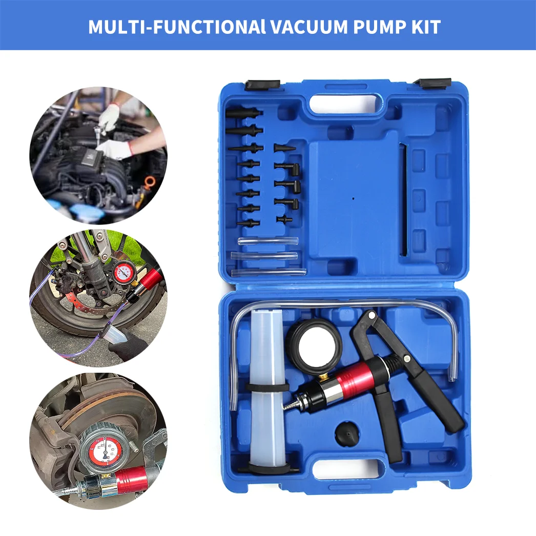 Auto Hand Held Vacuum Pump Pressure Tester Kit Brake Bleeder Test Tool ...