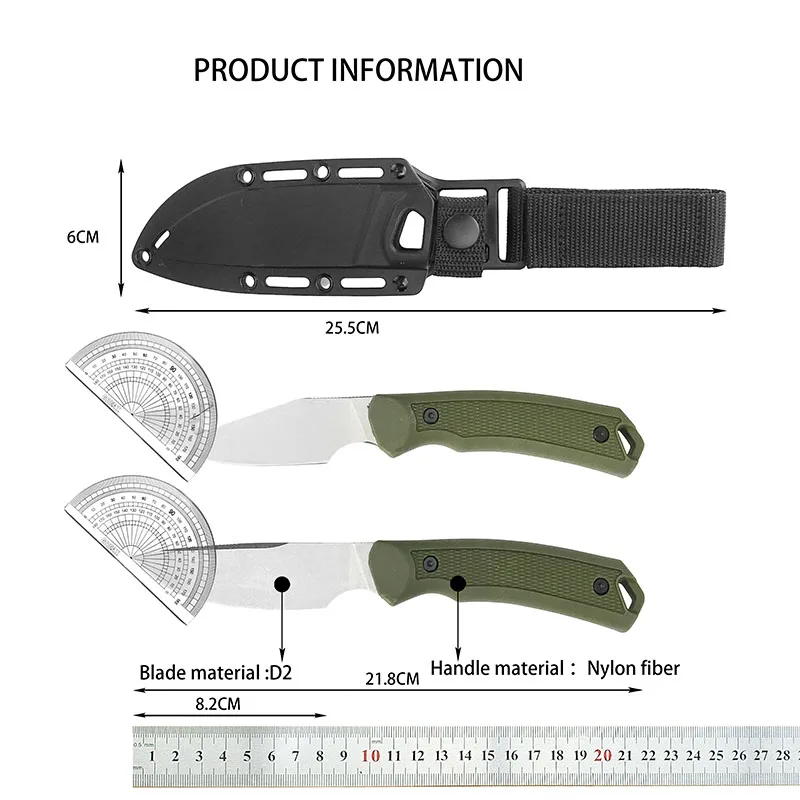 KS 1883 Outdoor Fixed Knife D2 Steel Blade Nylon Fiberglass Handle Hunting Survival Knife ...