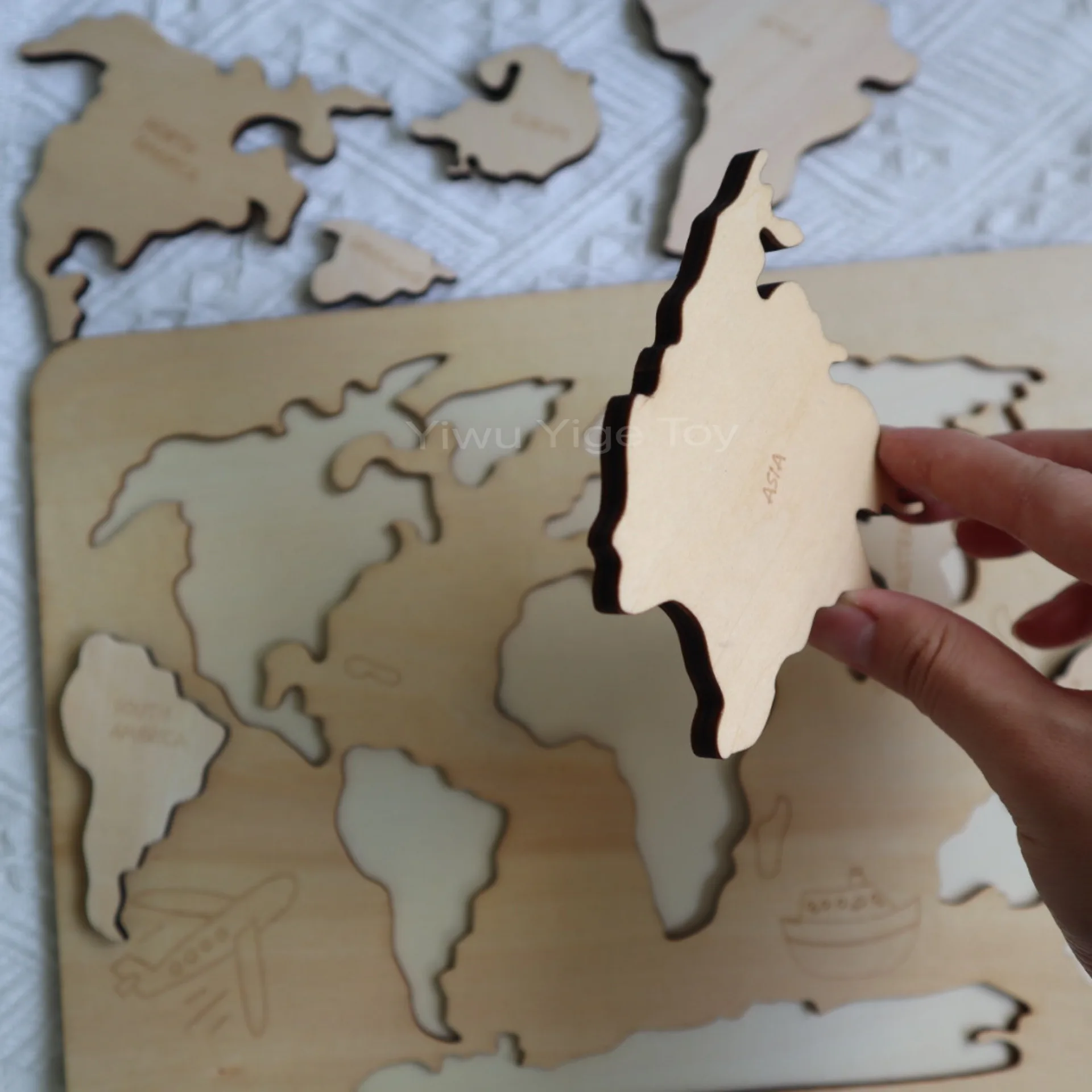 Continents & Oceans DIY Wooden World Map Puzzle for Kids
