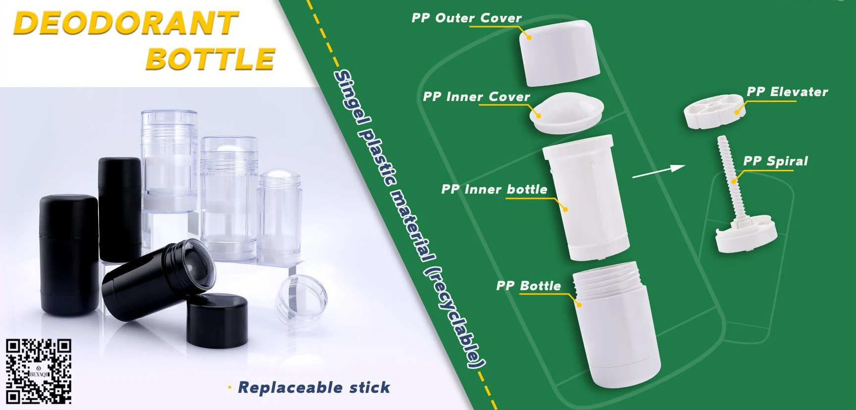 Eco-friendly Biodegradable clear Twist up Deodorant Stick Container ...