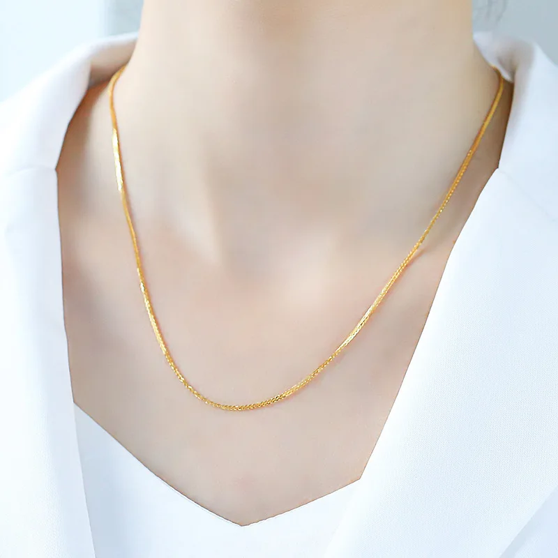 Wholesale 18k Gold Chopin Chain Au750 Gold Necklace Women Jewelry Real ...