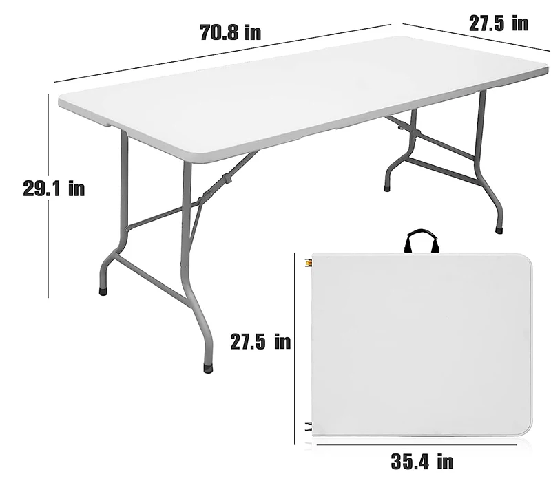 Durable 6FT & 8FT White Plastic Folding Tables - Portable Outdoor ...