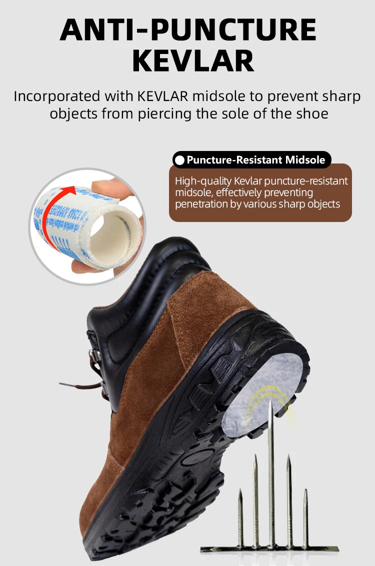 Fh1961 Industrial Shoes Top Grain Leather Safety Shoes With Steel Toe ...